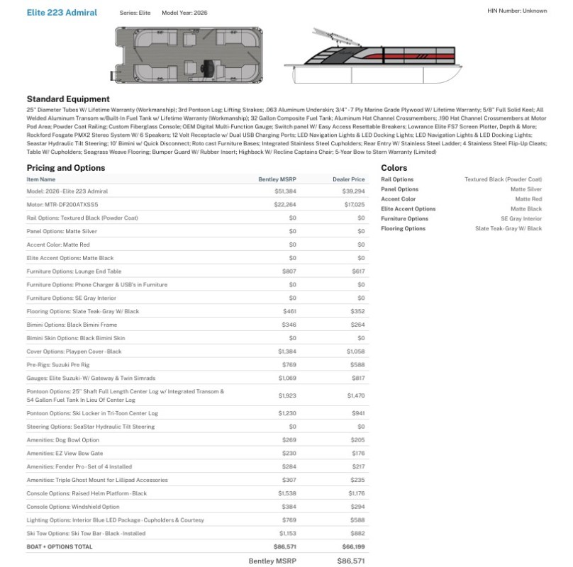2026 Bentley 223 Elite Admiral - Midwest Marine Boats Grandview, MO ...